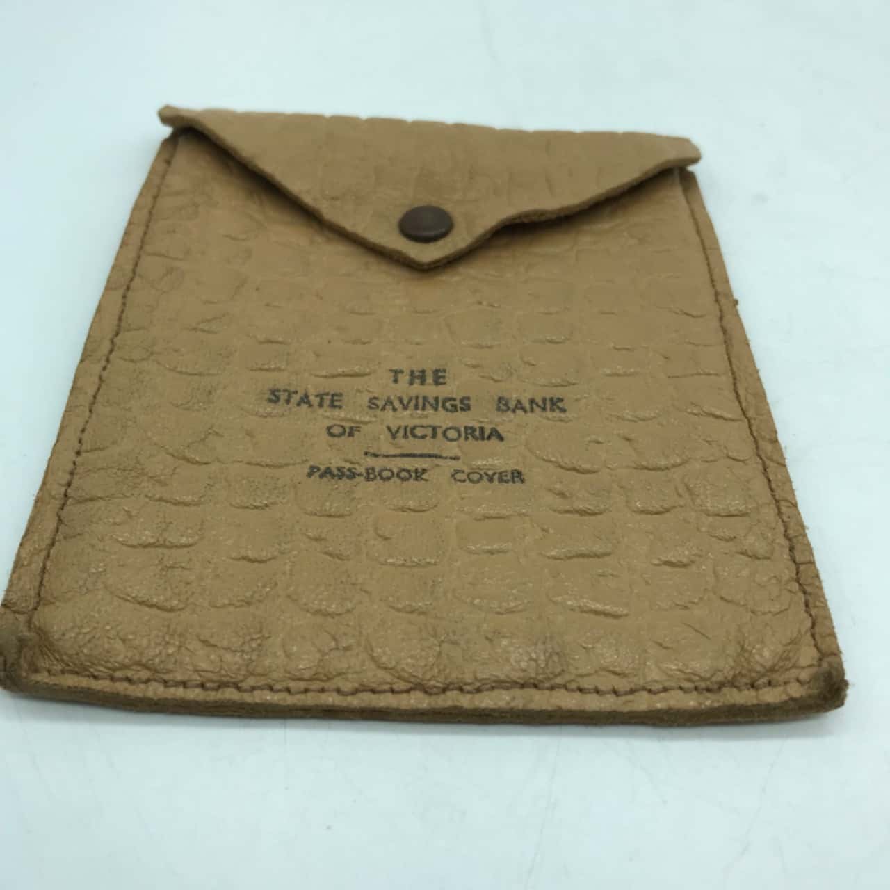 Leather Passbook Cover "the State Savings Bank of Victoria". Tan with ...