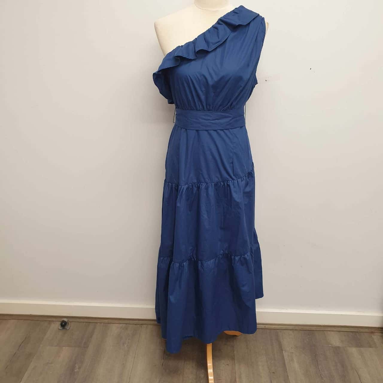 St Frock Pennie Classy /Navy Blue Sheen /Off the Shoulder Frill ...