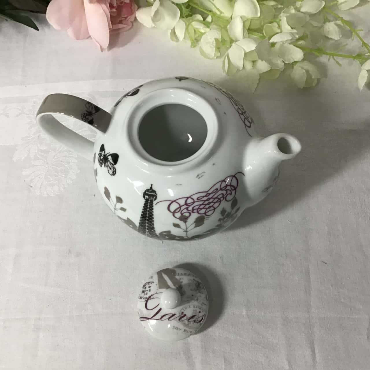 NAB Homeware Paris Eiffel Tower Design Porcelain Teapot