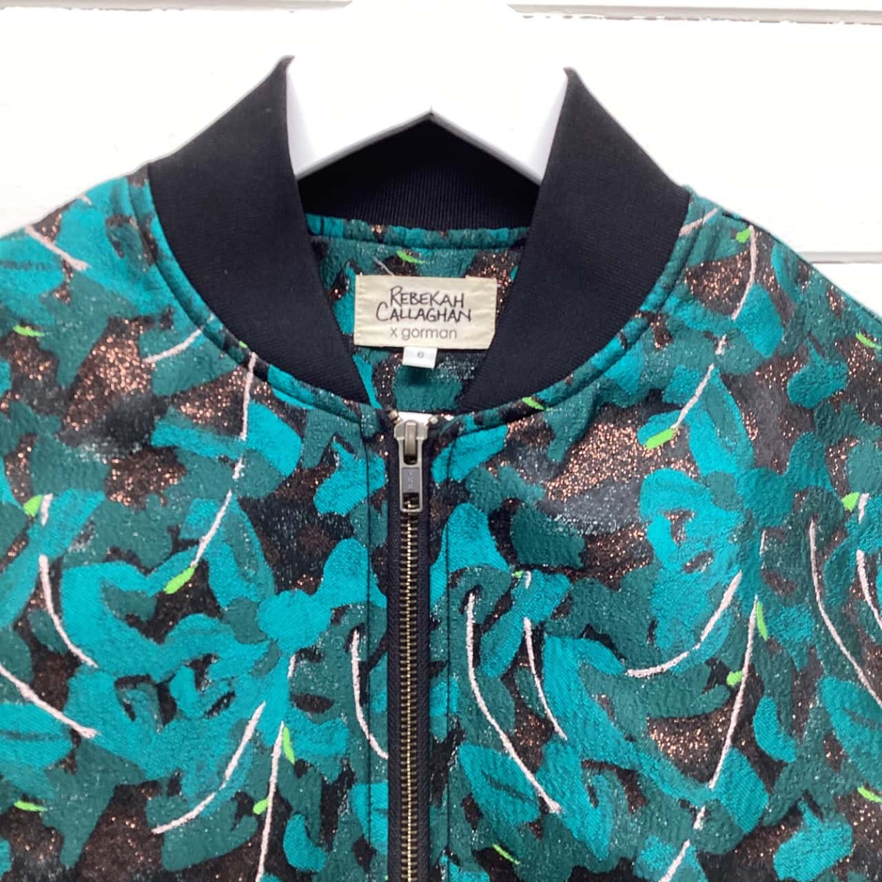 Rebekah Callaghan x Gorman Size 6 Teal Bomber Jacket