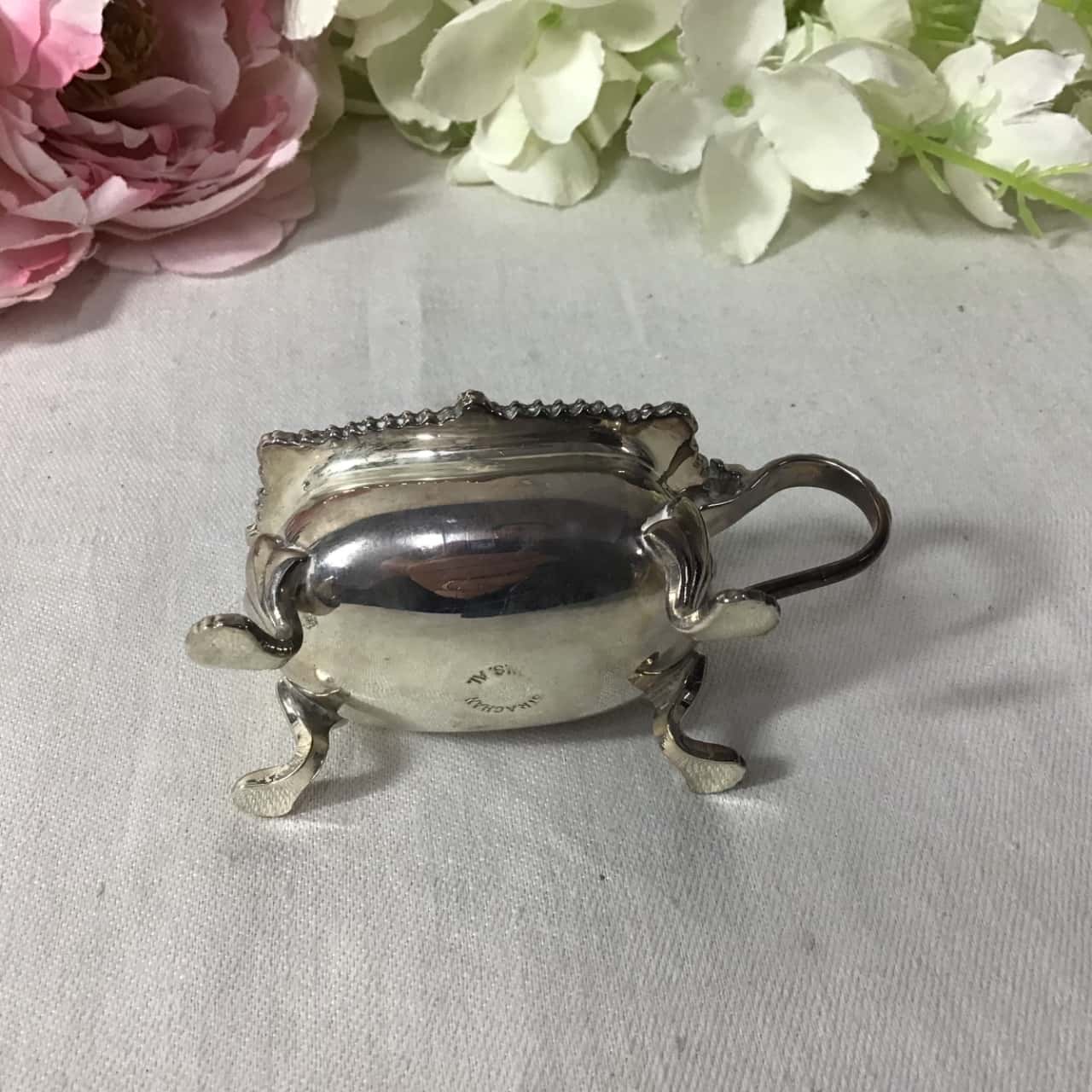 Vintage Strachan EPNS Small Mustard Pot with Blue Liner and Spoon