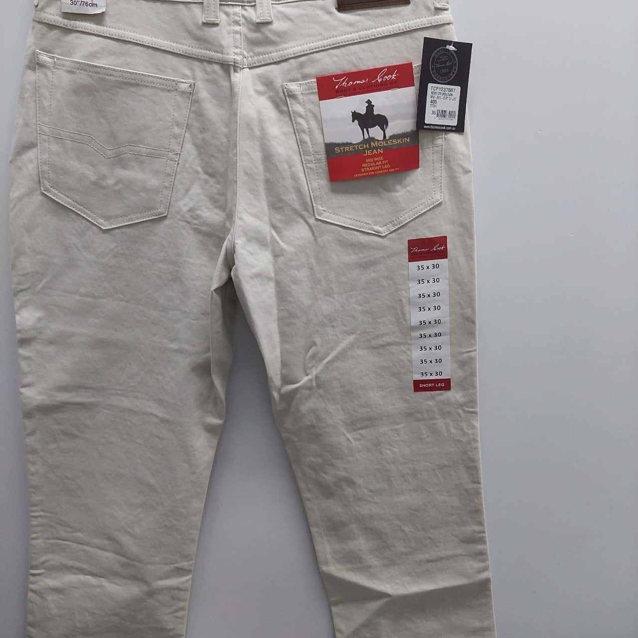 Thomas Cook Mens Size 30 Stretch Moleskin Cream jeans(s)