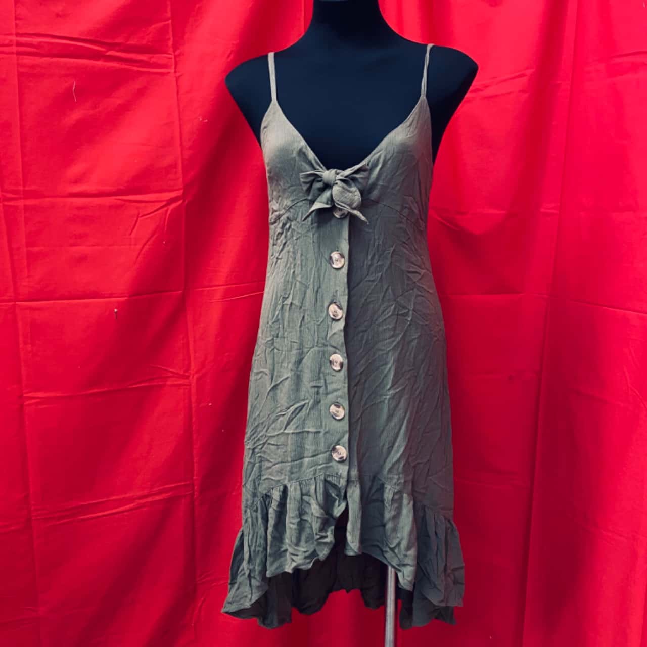 River Island Womens Size S Green Button up - High Low Hem Dress with ...