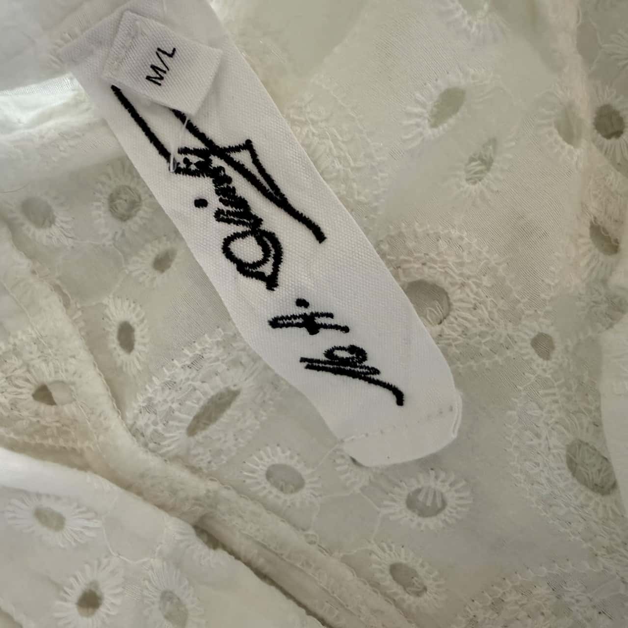 M A. Dainty. White Broderie Blouse. Size M/L