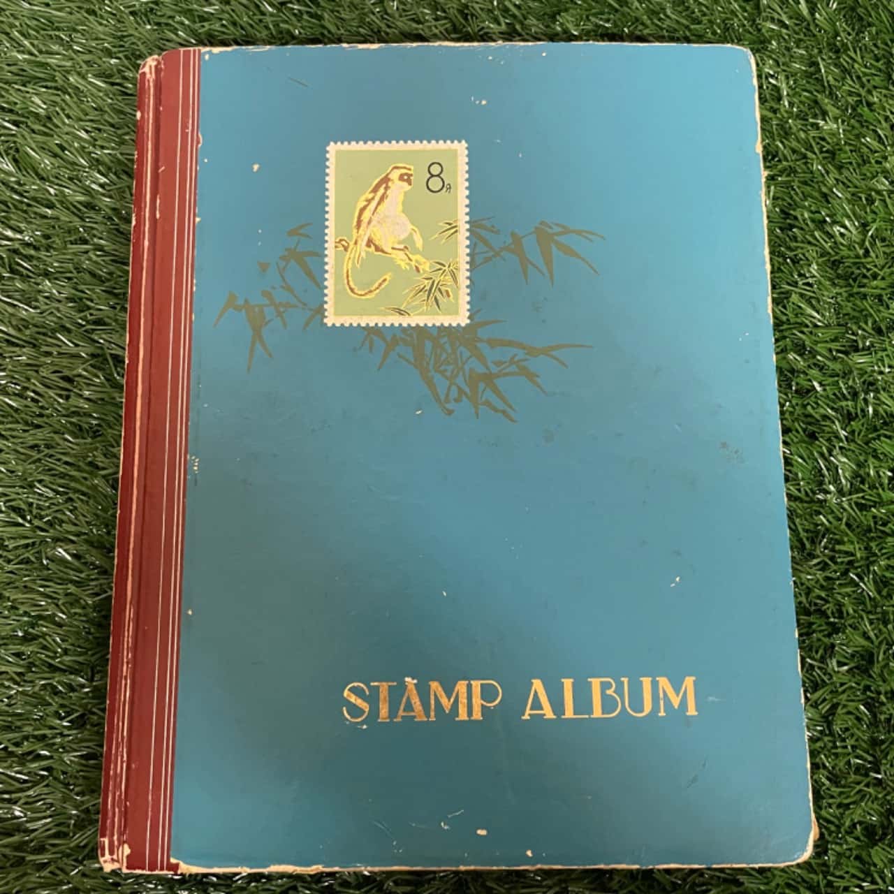 Vintage Stamp Album with Collection of International Stamps (Blue)