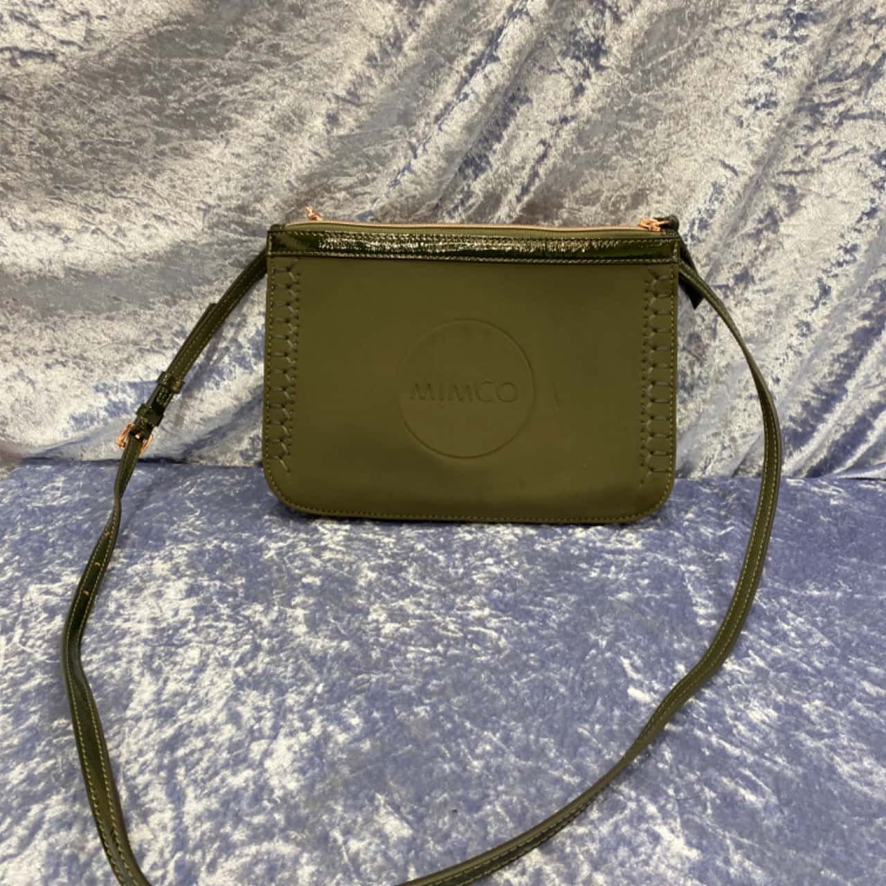 Mimco Womens Green Double Zipper Handbag