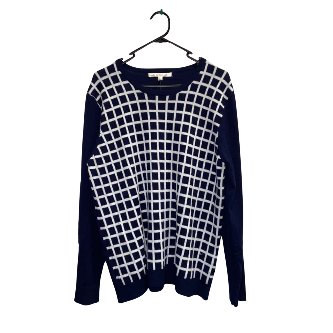 Noni B Womens Size XL Checked Navy Blue & White Jumper BNWT RRP $79.99(s)