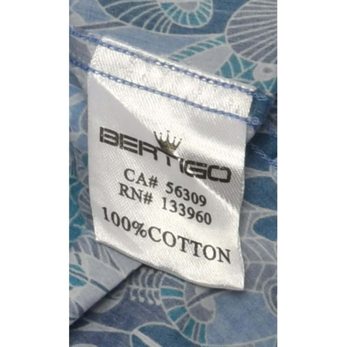 Bertigo Mens Size L Printed Long Sleeve Shirt Blue (s)