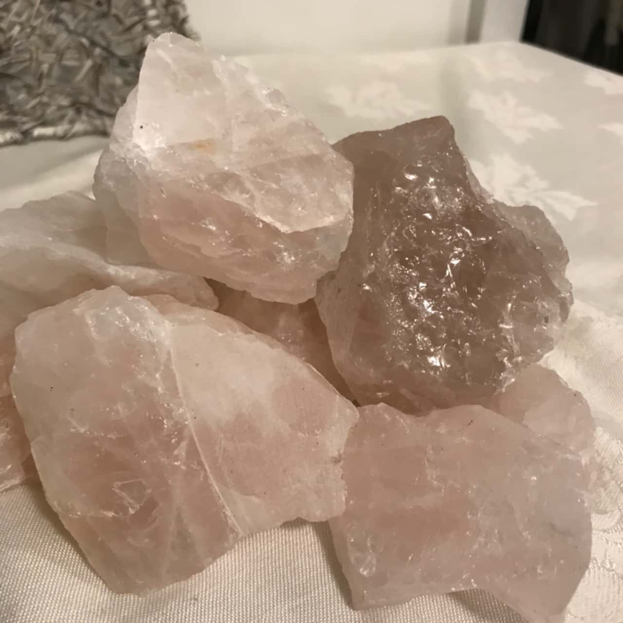 Rose Quartz 12 Pieces Assorted Sizes in Woven Basket-1516579(s)