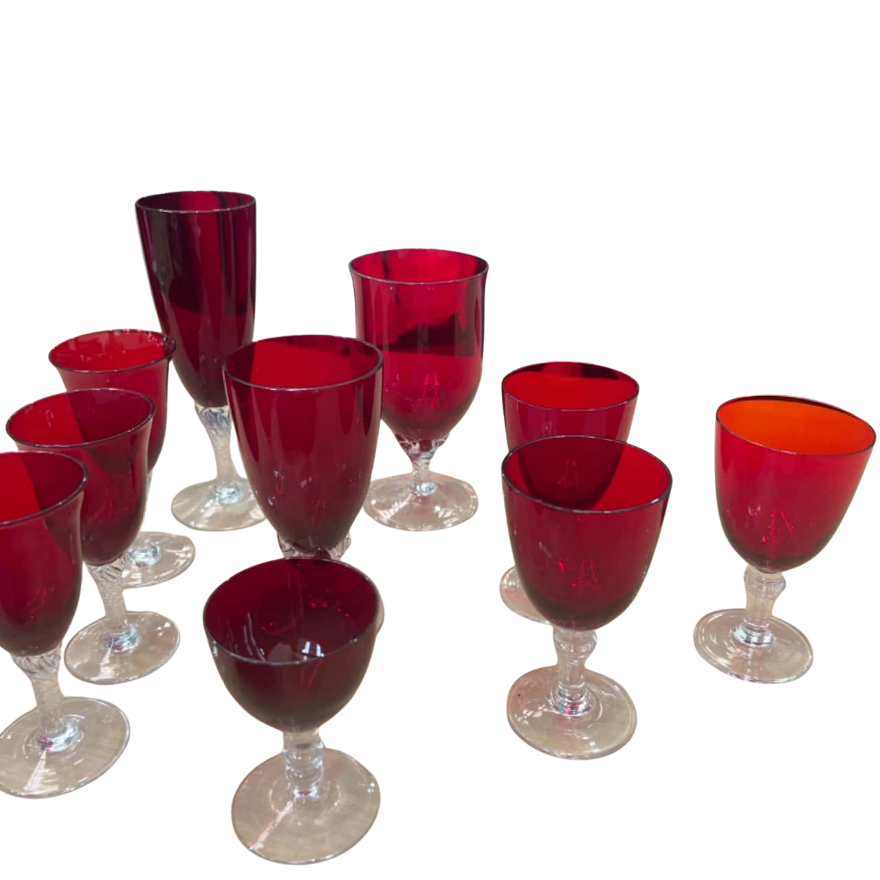 Vintage Red Ruby Glass drinking glasses Port Sherry SET of various ...