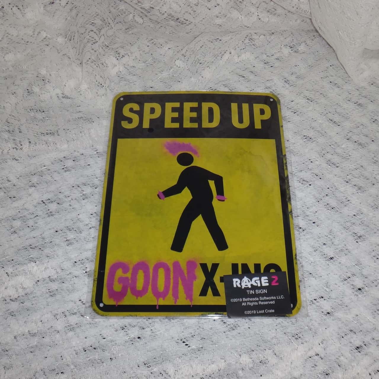 Rage 2 Tin Sign - Speed Up, 2019 (Bethesda/Loot Crate)(s)