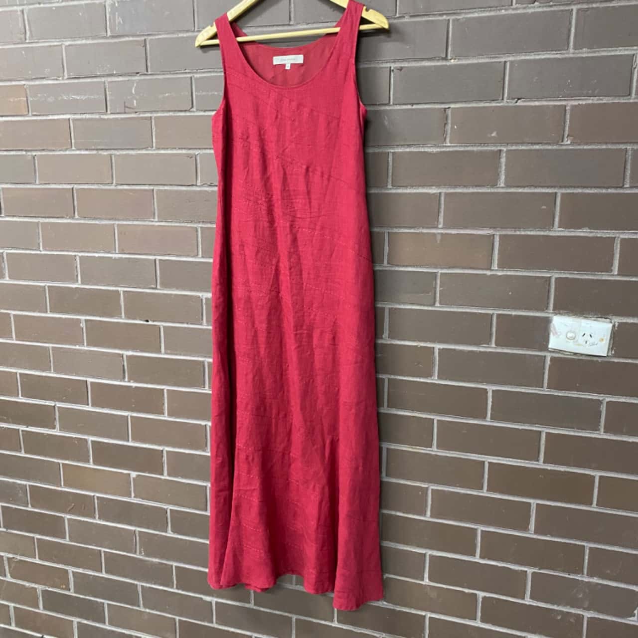 Rocha. John Rocha Womens Size 12 Maroon Linen Maxi Dress(s)