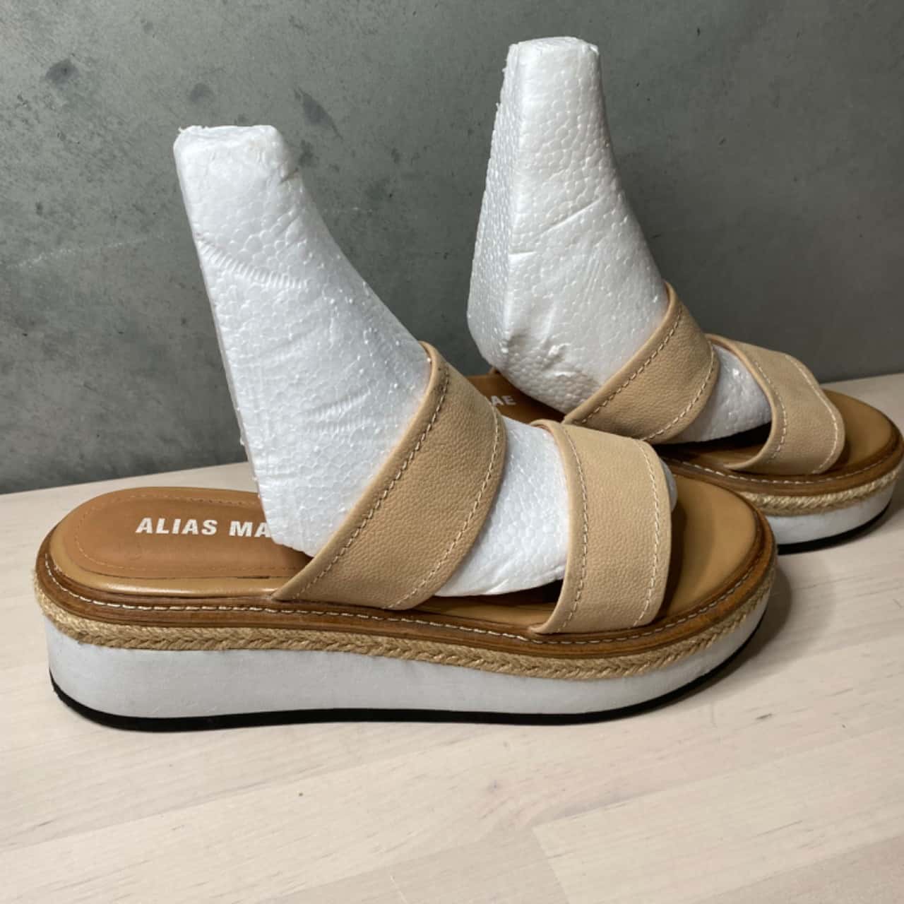 Alias Mae Tan Leather Slides Size 39(s)
