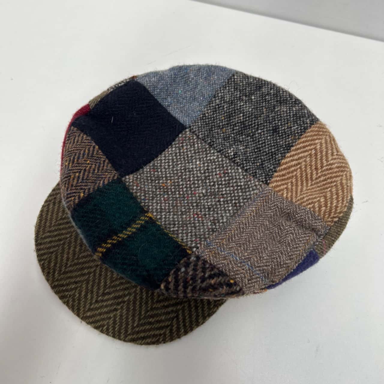 Hanna Hats - Ireland - 100% Wool Skipper Cap Patchwork Tweed - Size S (s)