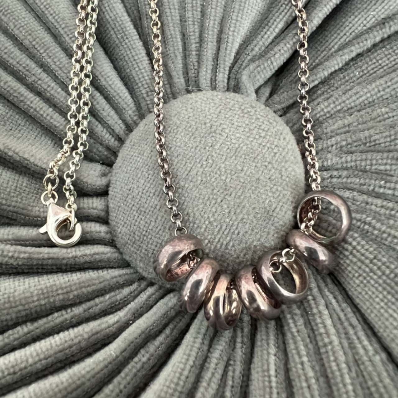 VINTAGE STERLING SILVER Chain with 7 Lucky Rings(s)