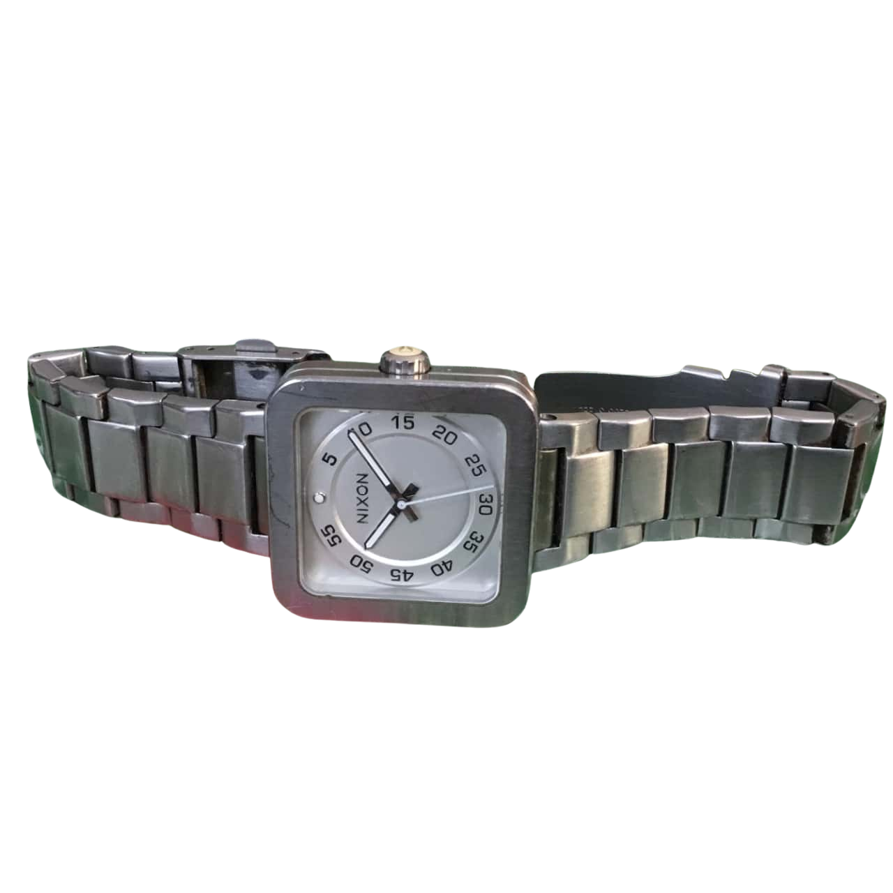 Silver Tone Square Face Nixon Watch WR 100M Stainless Steel Japan ...