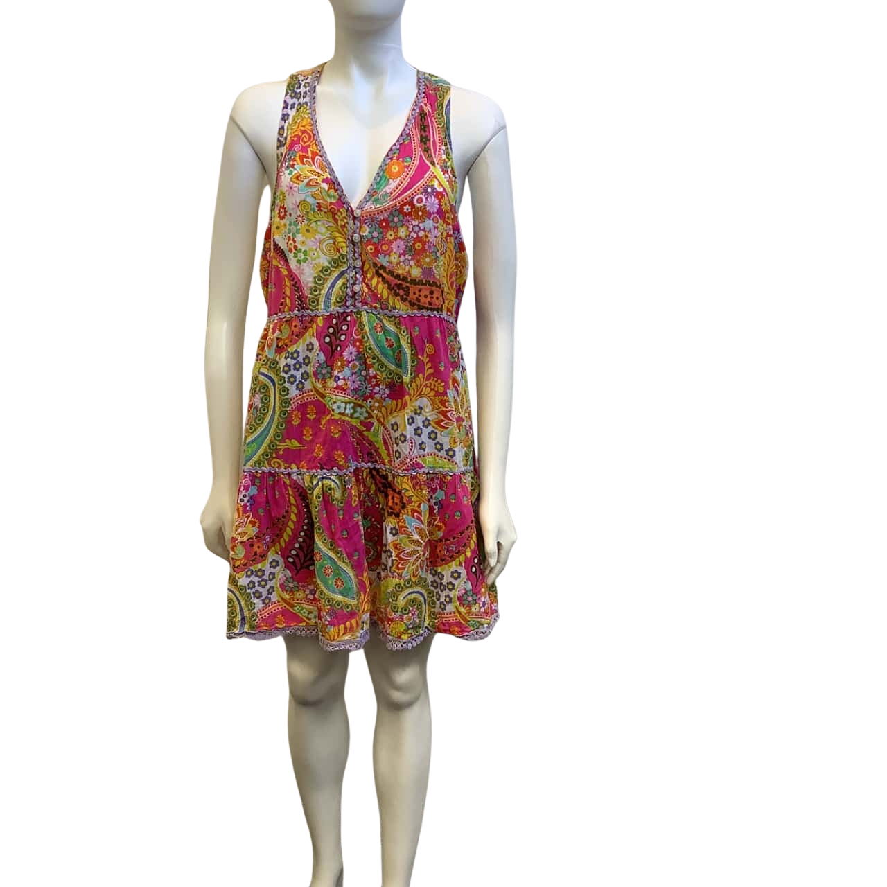 Lulalife Womens Label Size L Floral Mini Dress Multicoloured(s)