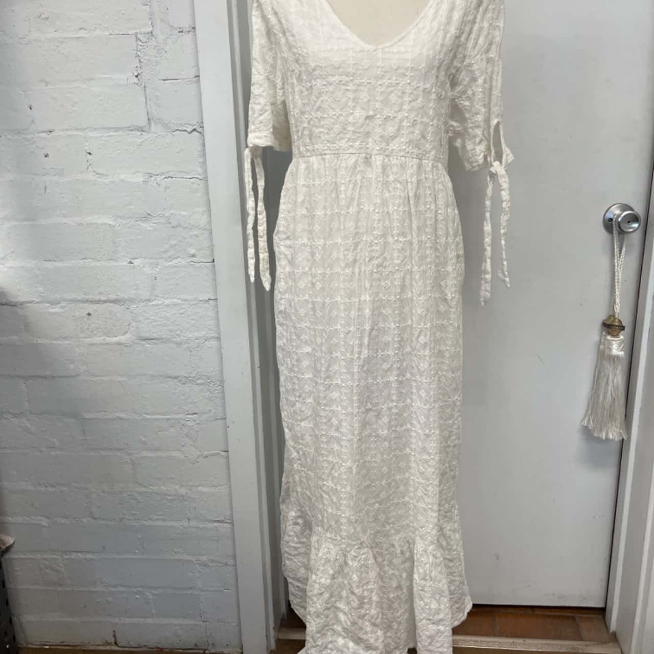 Sunday Styler White embroidered Maxi Dress. Size M/L(s)