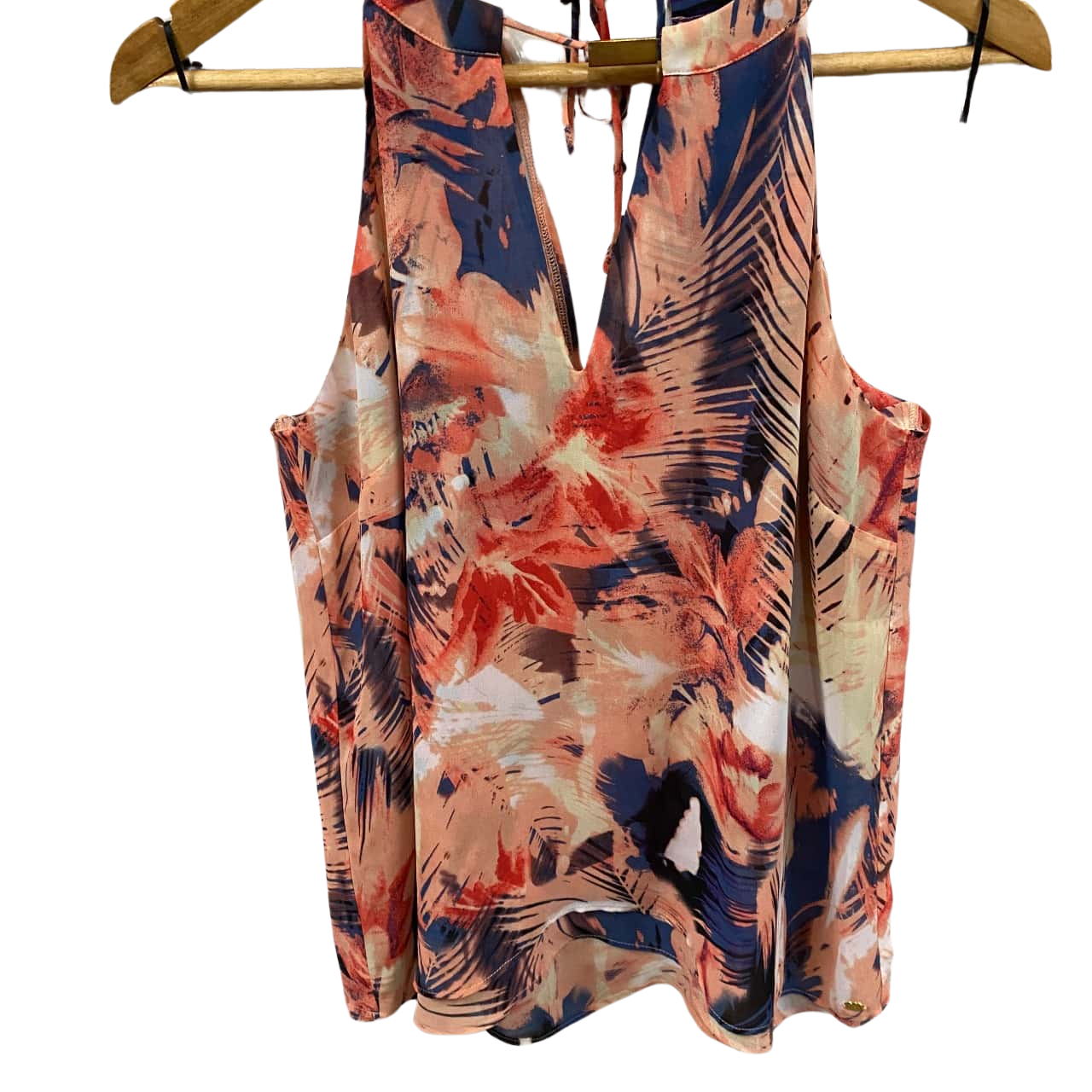 Guess Sleeveless Top Peach with Multicoloured Pattern Size M(s) - Used ...
