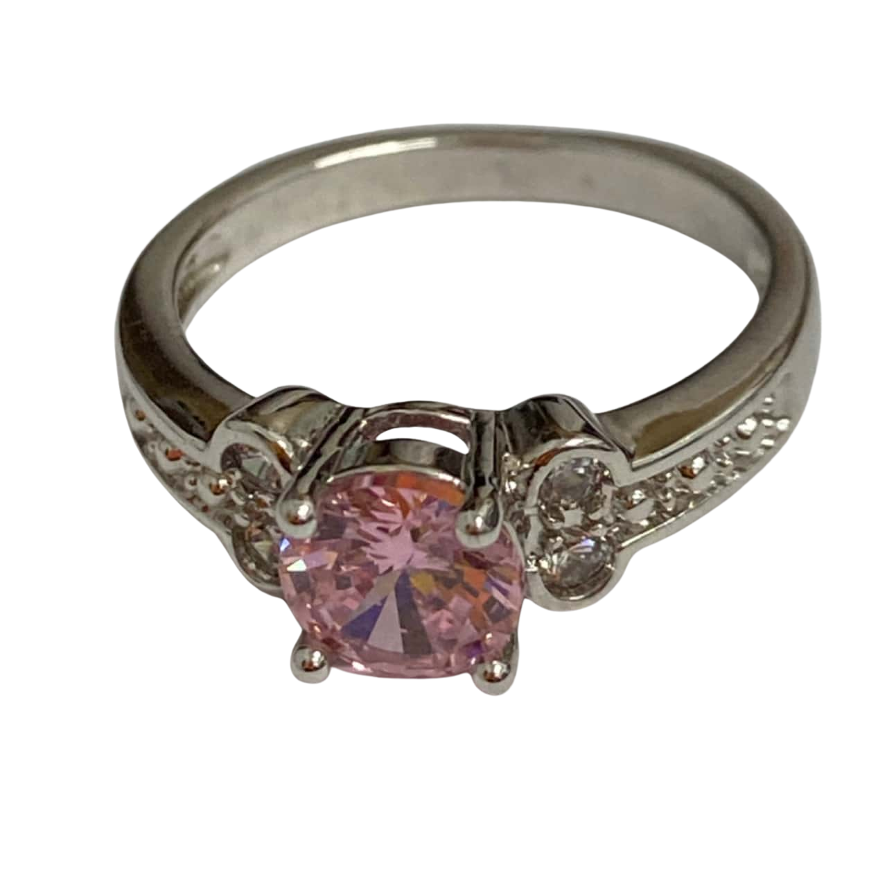 Womens Ring with Pink Stone in Silver (s)