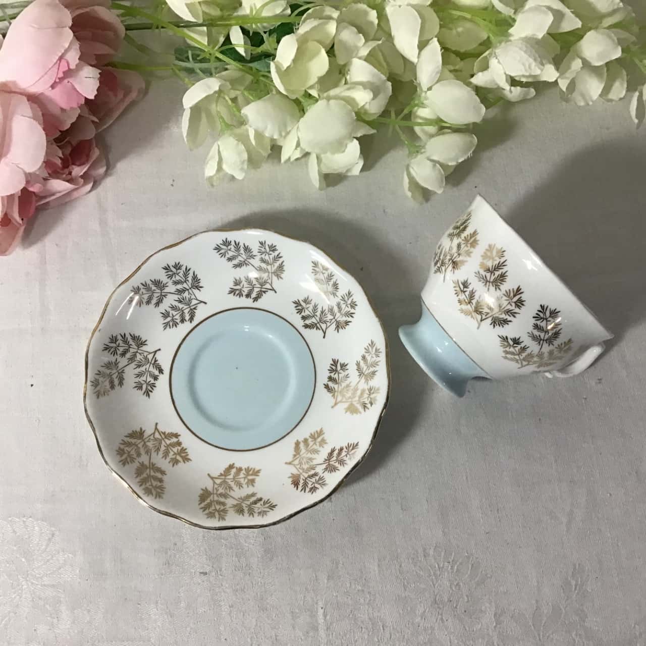 Vintage Colclough Blue / White / Gold Pattern Bone China Cup Saucer and ...