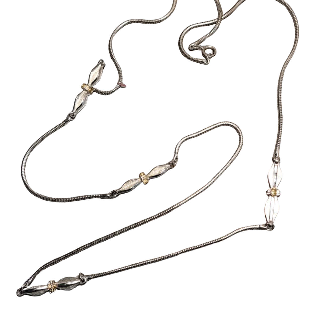Extra Long Silver Tone Necklace