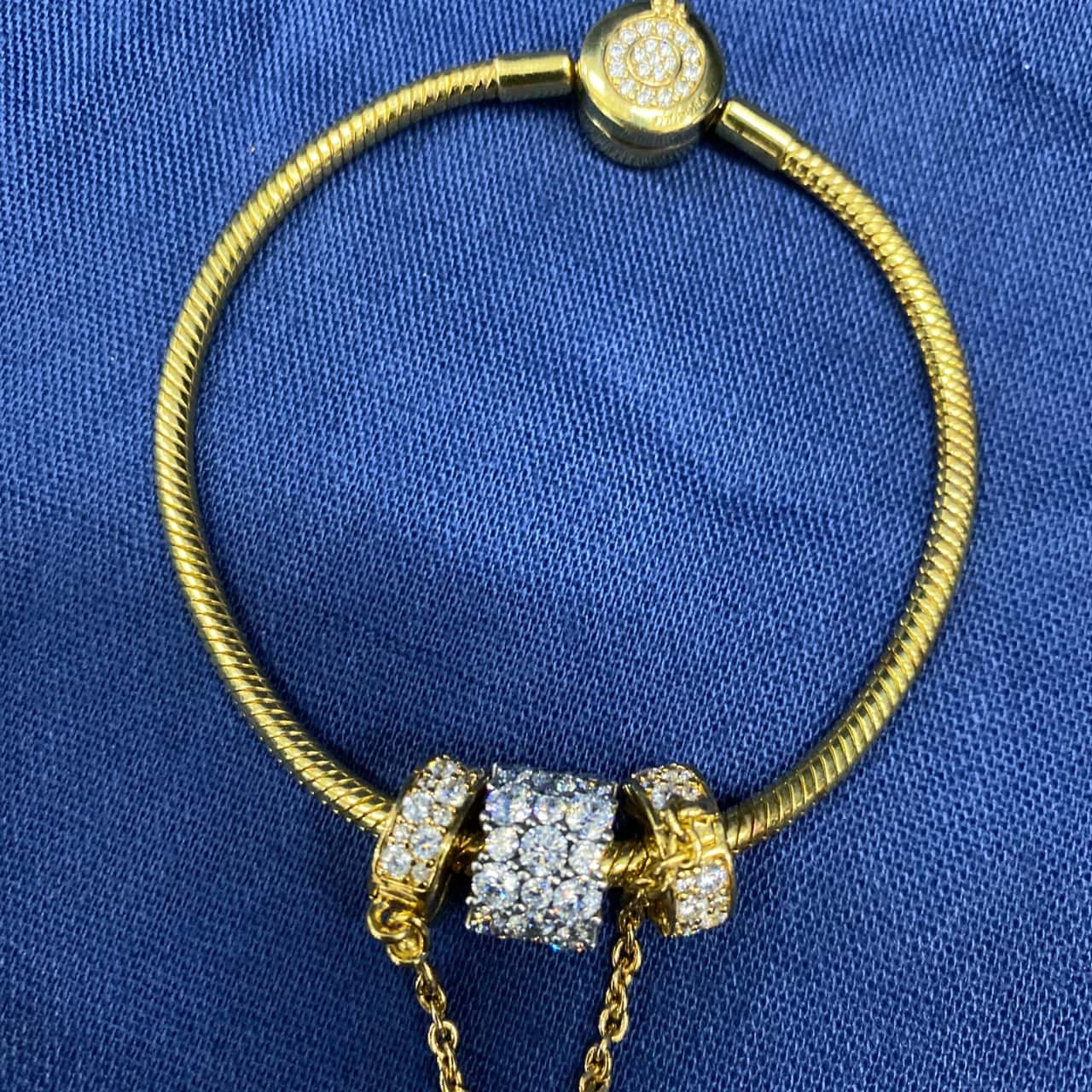 Pandora Sparkling Crown snake charm Stirling silver, gold plated, 4 ...