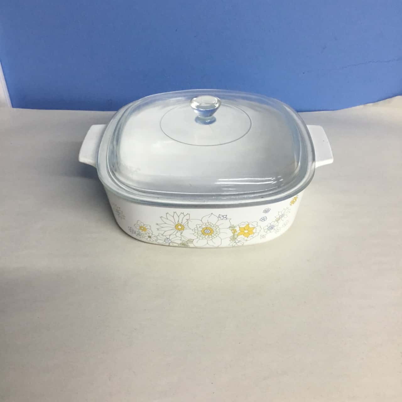 Vintage Corning Ware Blue, white and yellow flower Pattern Casserol ...