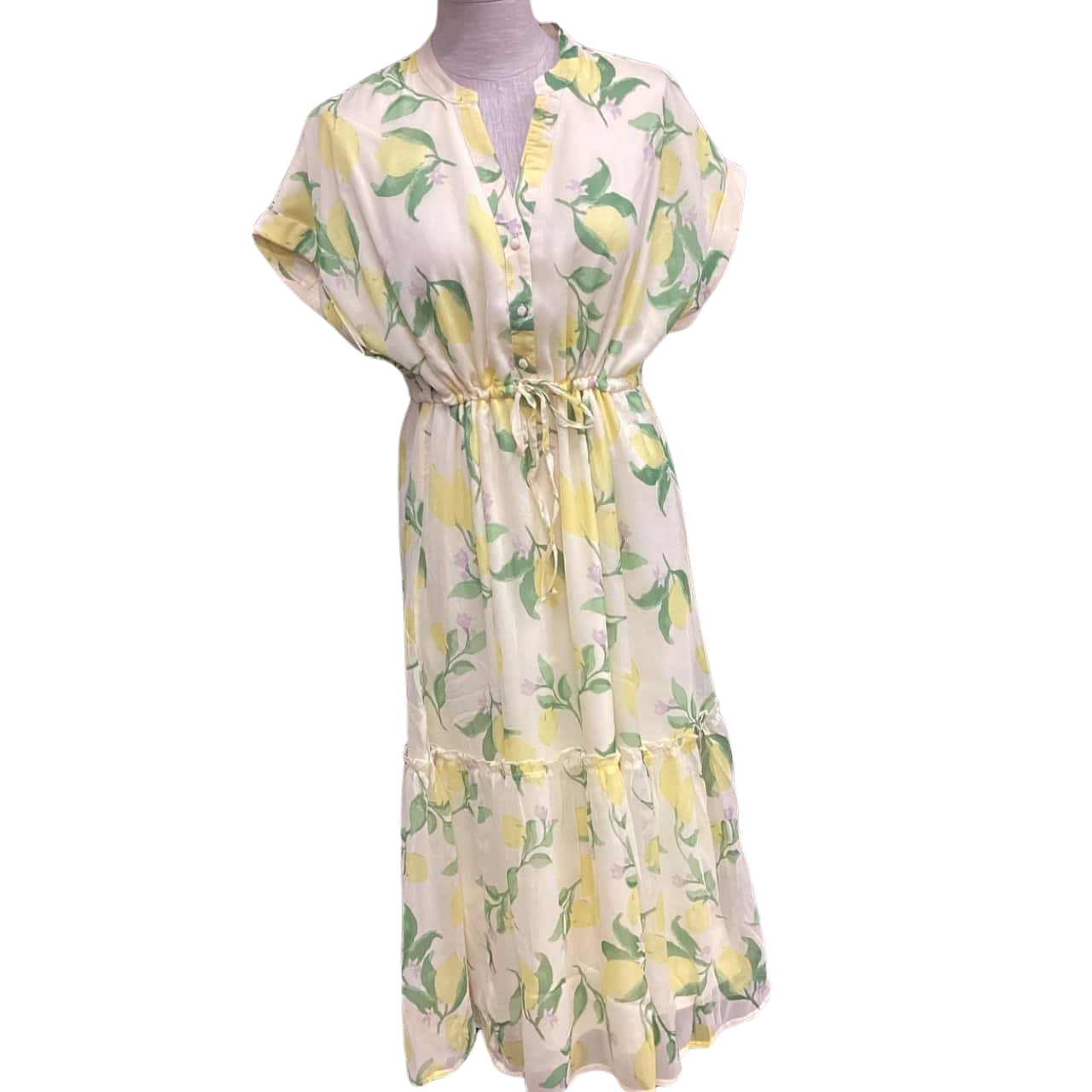Vero Moda Womens Size S Short Sleeve Dress Green / Yellow (s)