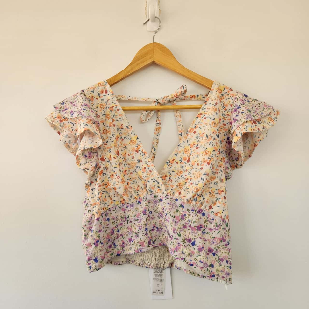 Ghanda Cream Char Floral Broderie Crop Top Size 12 / L (s) - New With ...