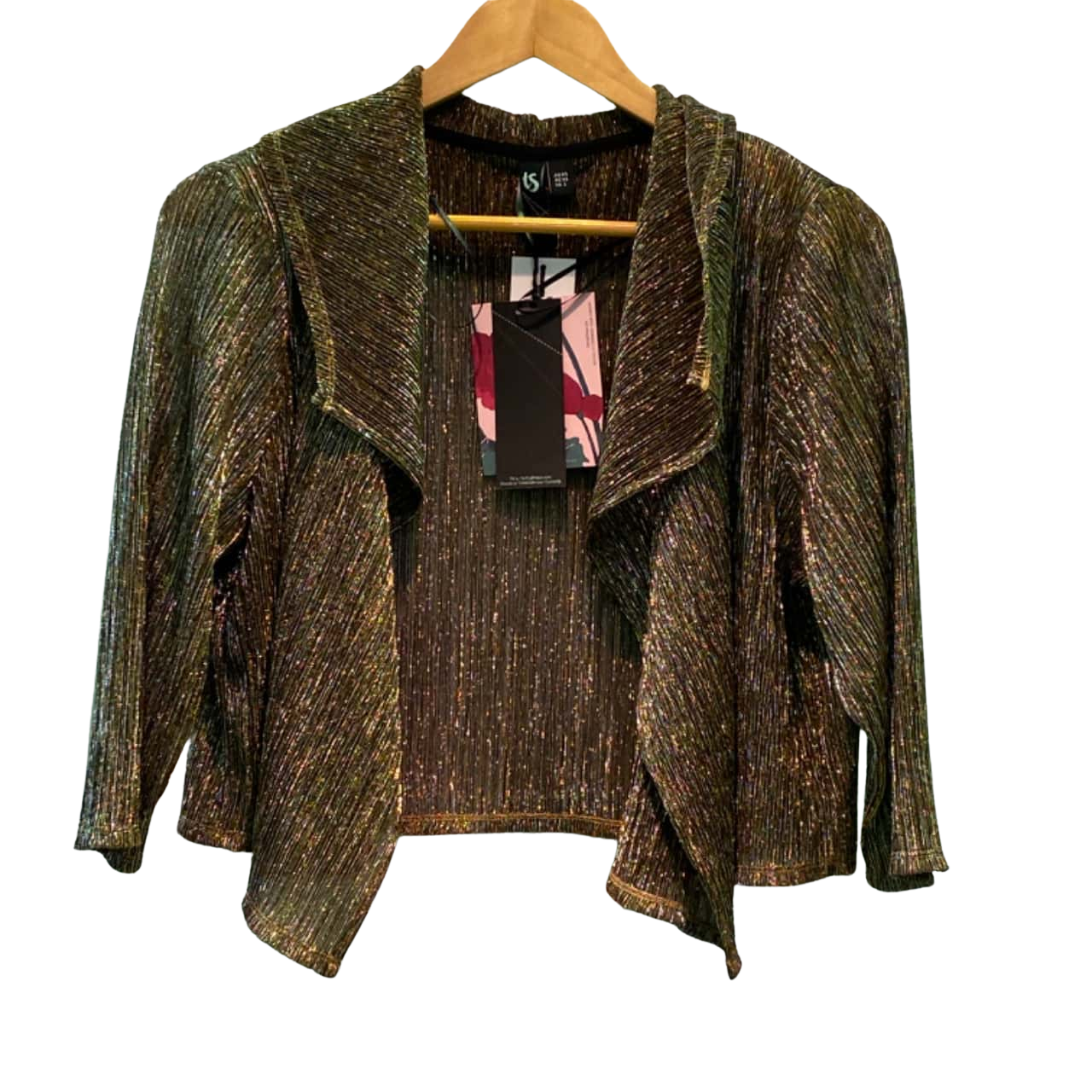 Taking Shape Womens Size XS 3/4 Sleeve Open Jacket Black / Gold (s)