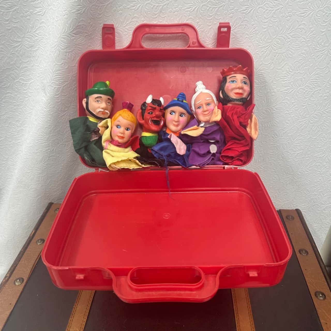 Vintage Hand Puppets With Plastic Container(s)