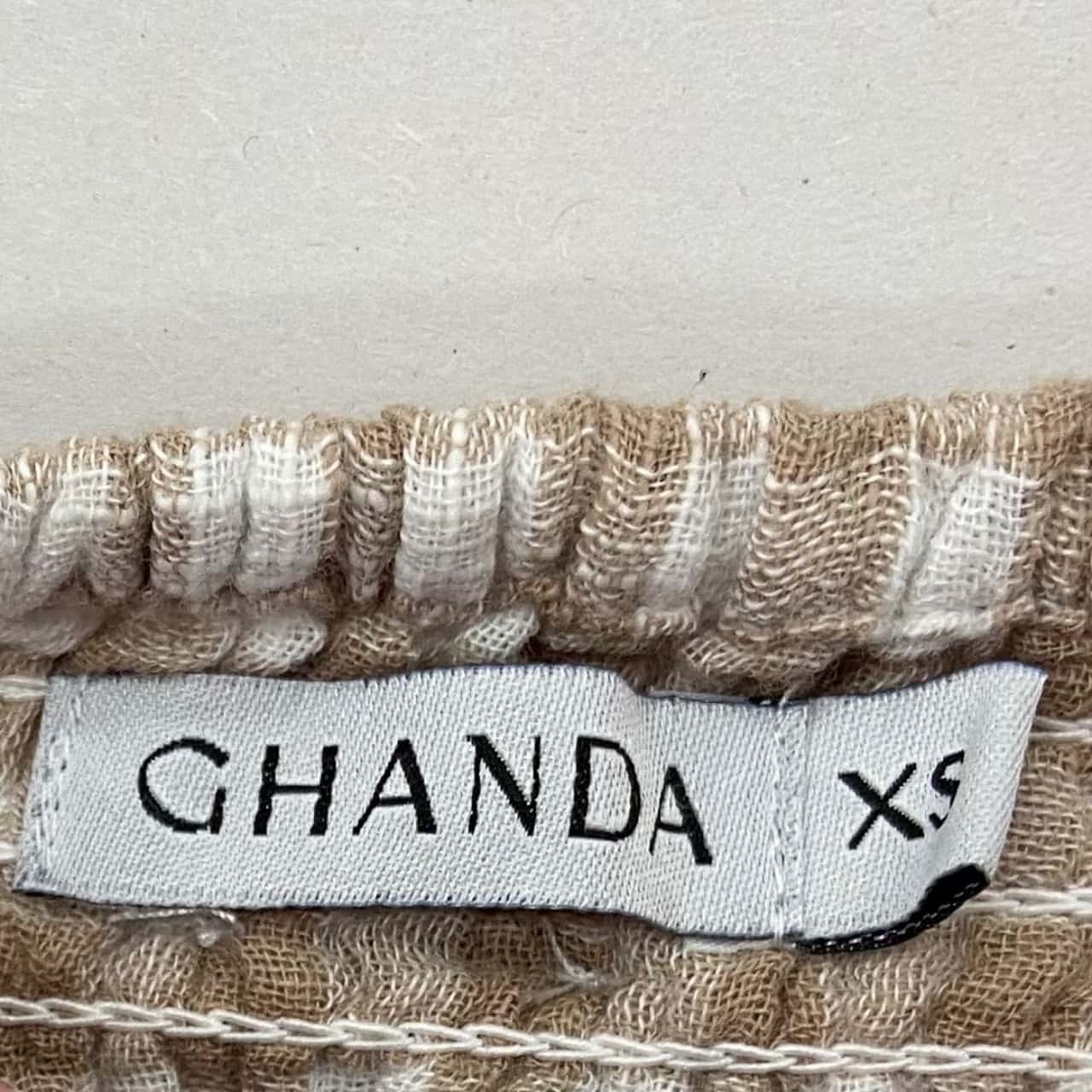 Ghanda Womens Size XS Cropped Top Beige / Checked / White