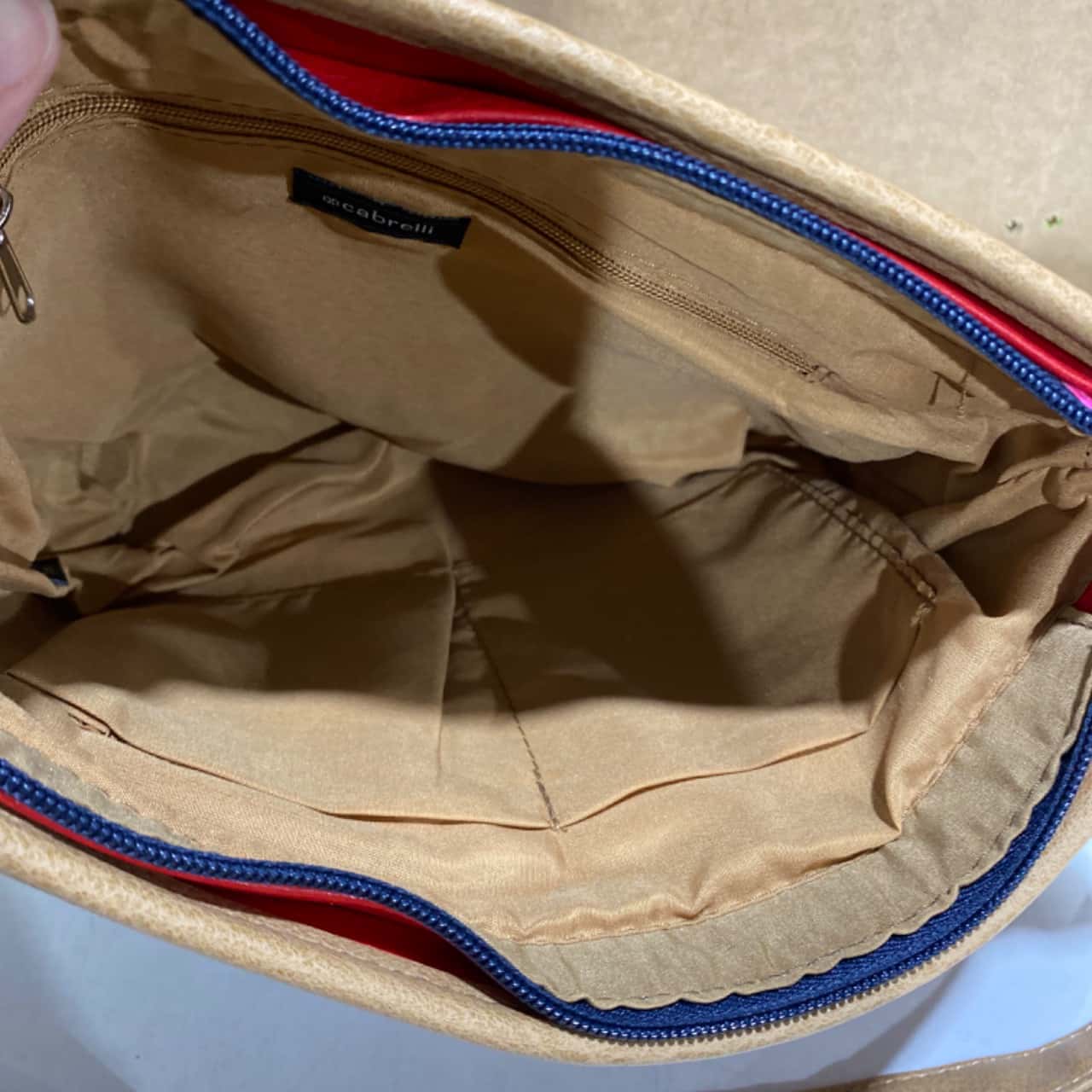 Cabrelli Womens Handbag Brown / Navy Blue / Red / White