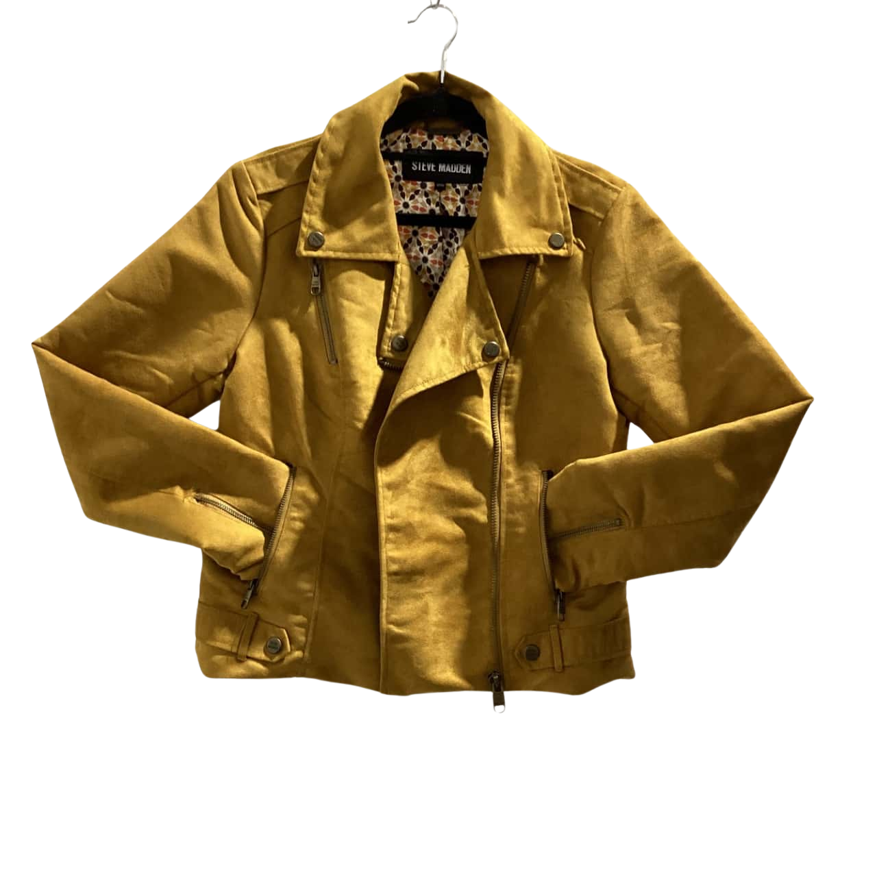Steve Madden Womens Size M Biker Jacket Khaki / Mustard