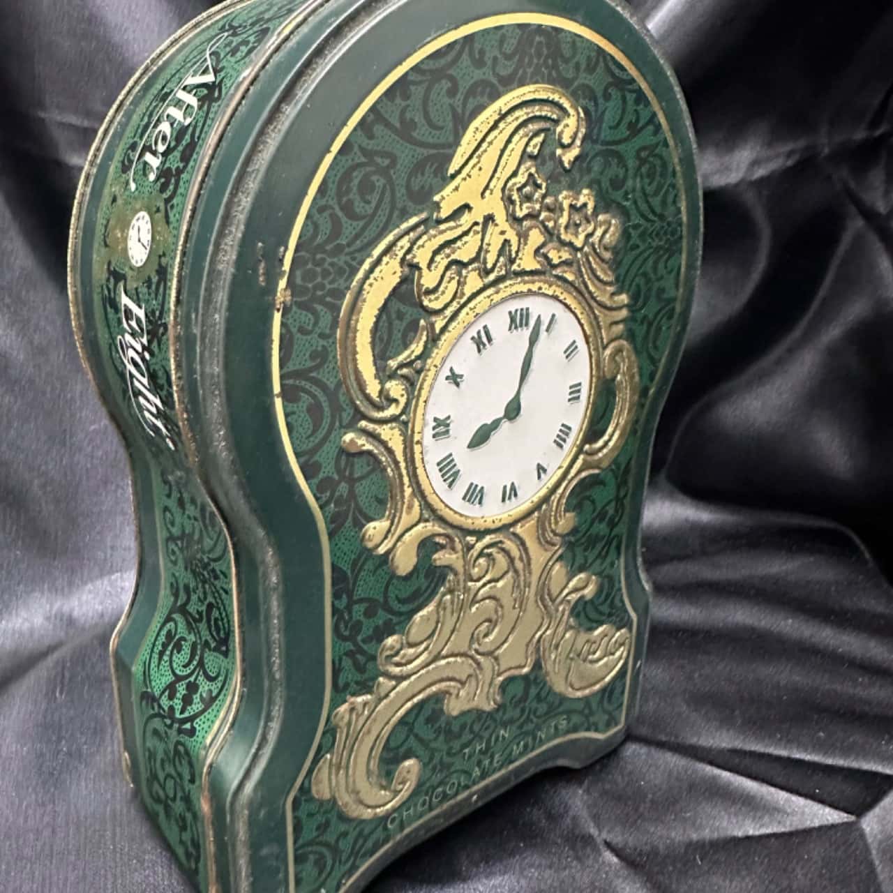 Vintage After Eight Tin Box, Chocolate Mints Clock Box