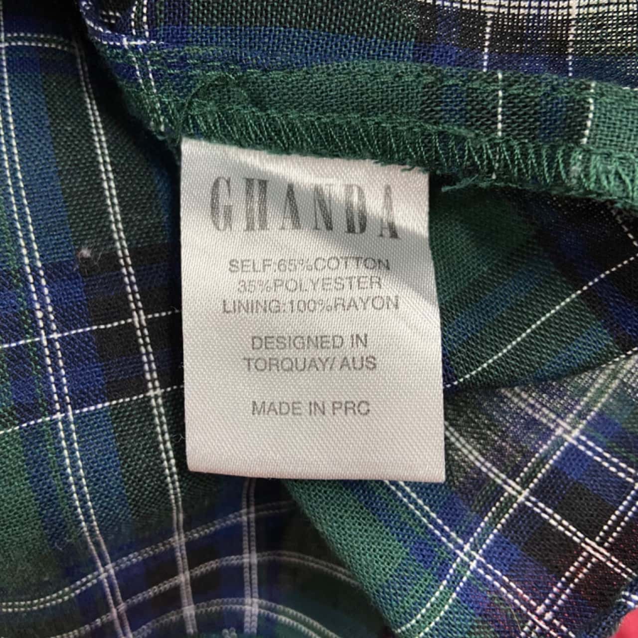 Ghanda Size XS Sleeveless Dress Blue / Checked / Green / White