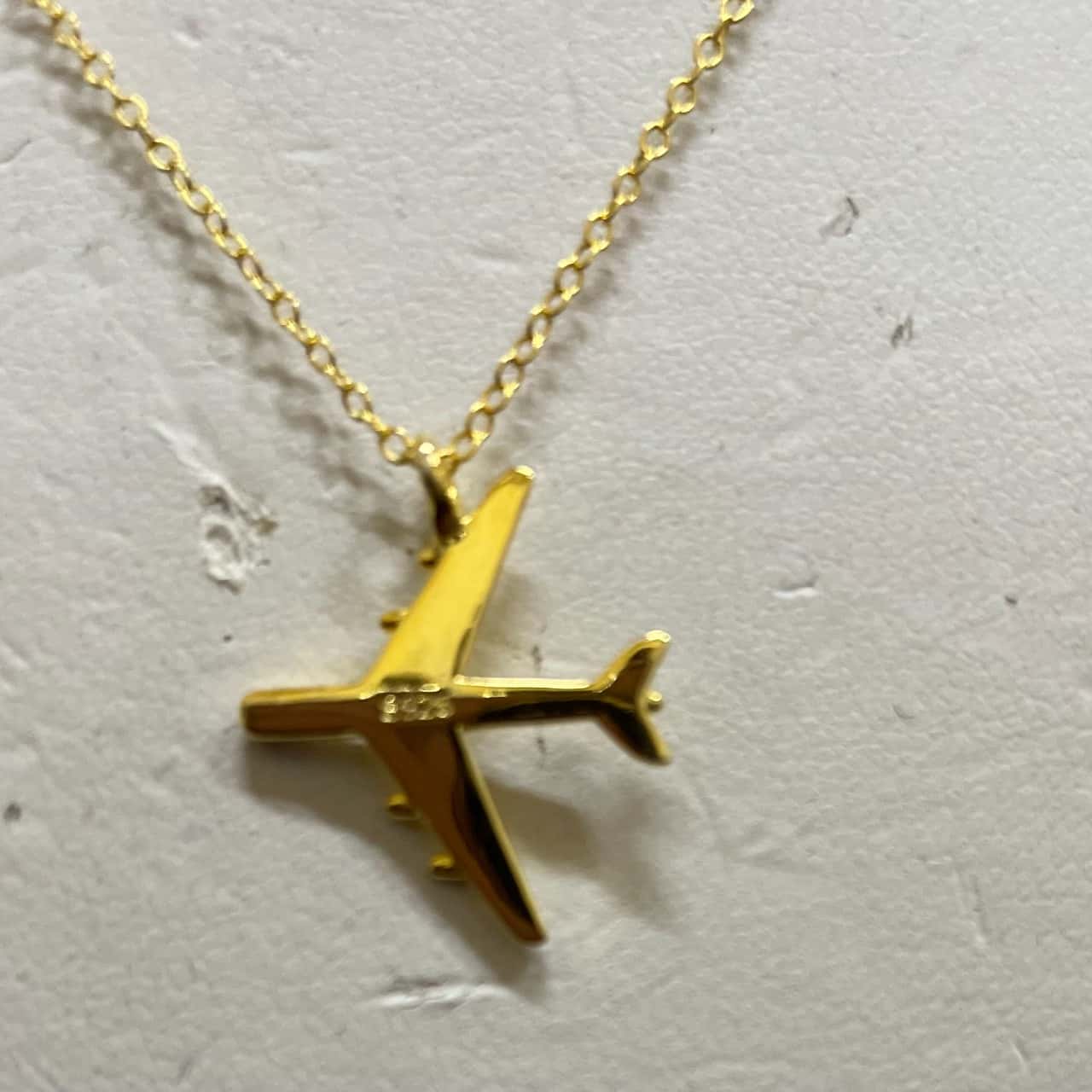 Women's Sterling Silver 18K Gold plated Chain with a Pendent (Air-plane ...