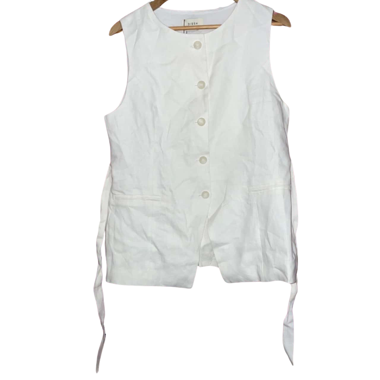 Dissh Women's Size 14 White Linen Vest BNWT(s)
