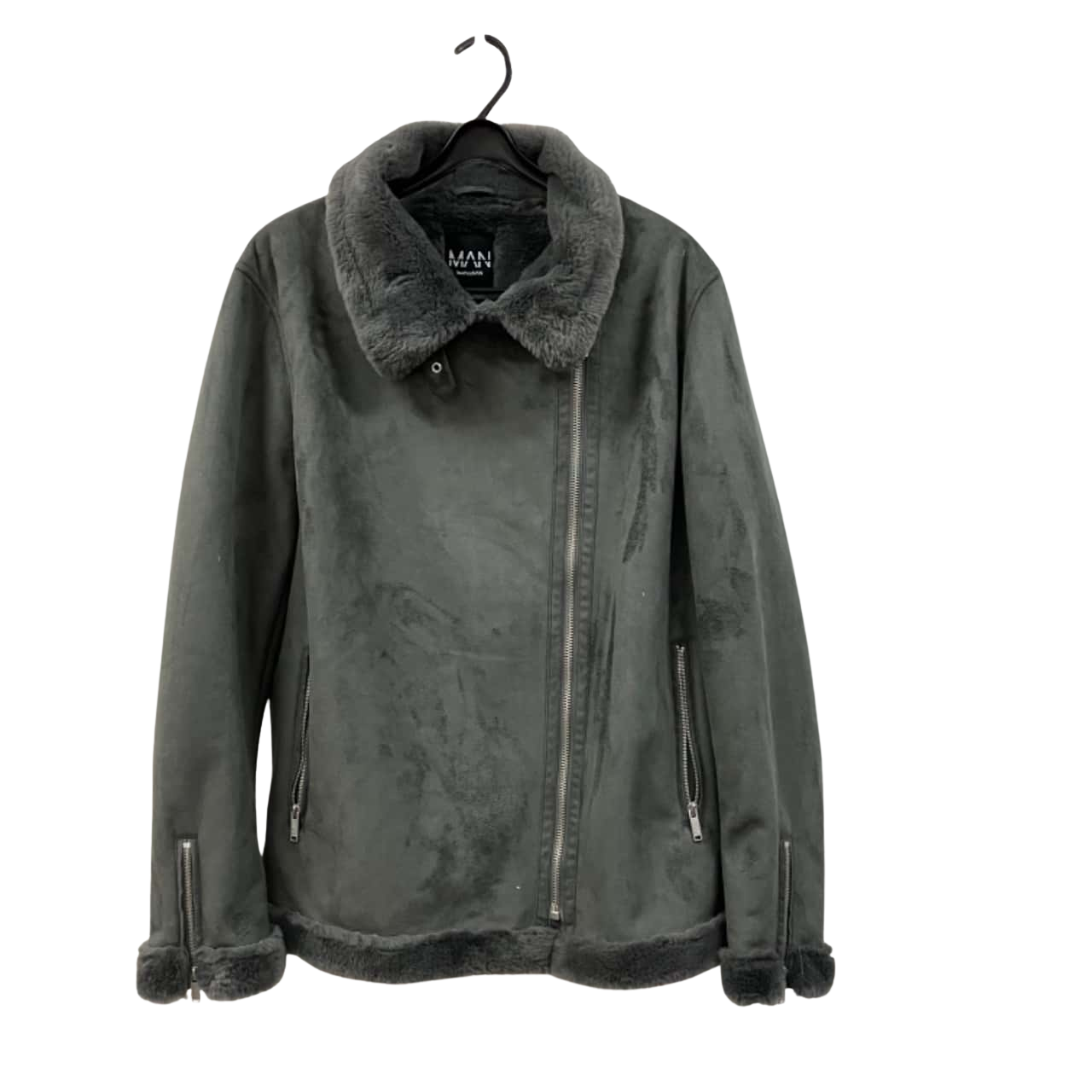 Boohoo Man Bomber Charcoal Aviator Jacket Size 3XL(s)
