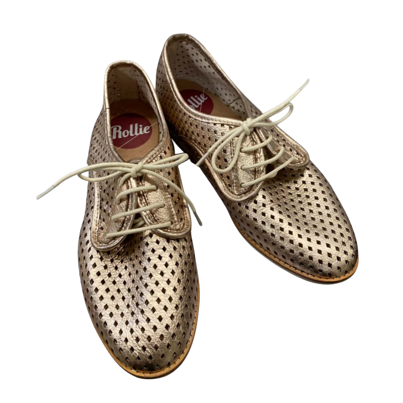 Rollie Womens Size 39 Rose Gold Derby Punch Shoes(s)