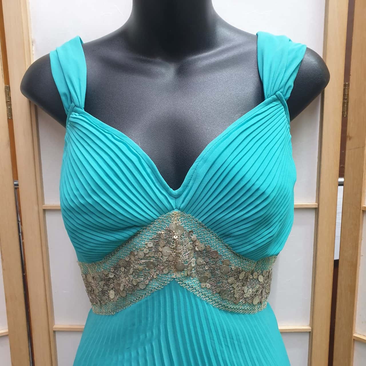 Retro MARIANA HARDWICK Micro Pleat Evening Gown With Embelishments(s)