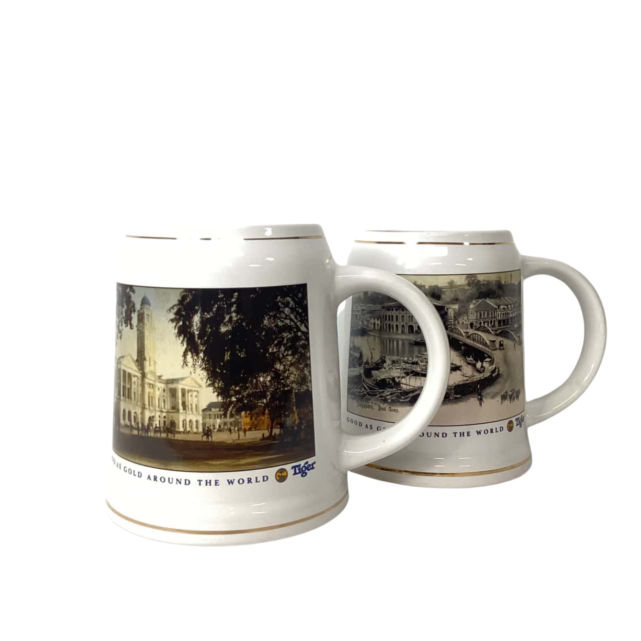 Rare collectible ceramic style beer mugs by Tiger Beer X2