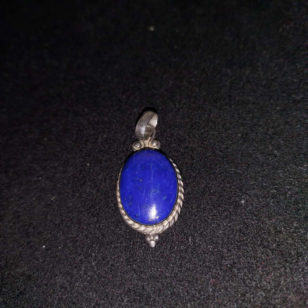 Lapis Lazuli Gemstone Large in Silver Pendant Bale Vintage 925 Hallmark ...