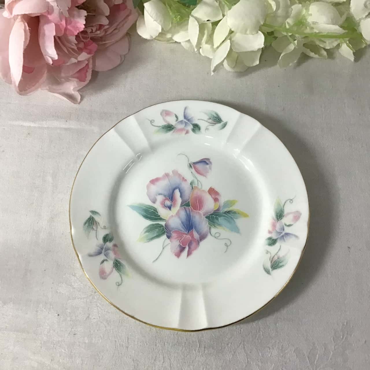 *REDUCED* Aynsley Pink / Blue Floral Pattern Bone China Cup Saucer and ...