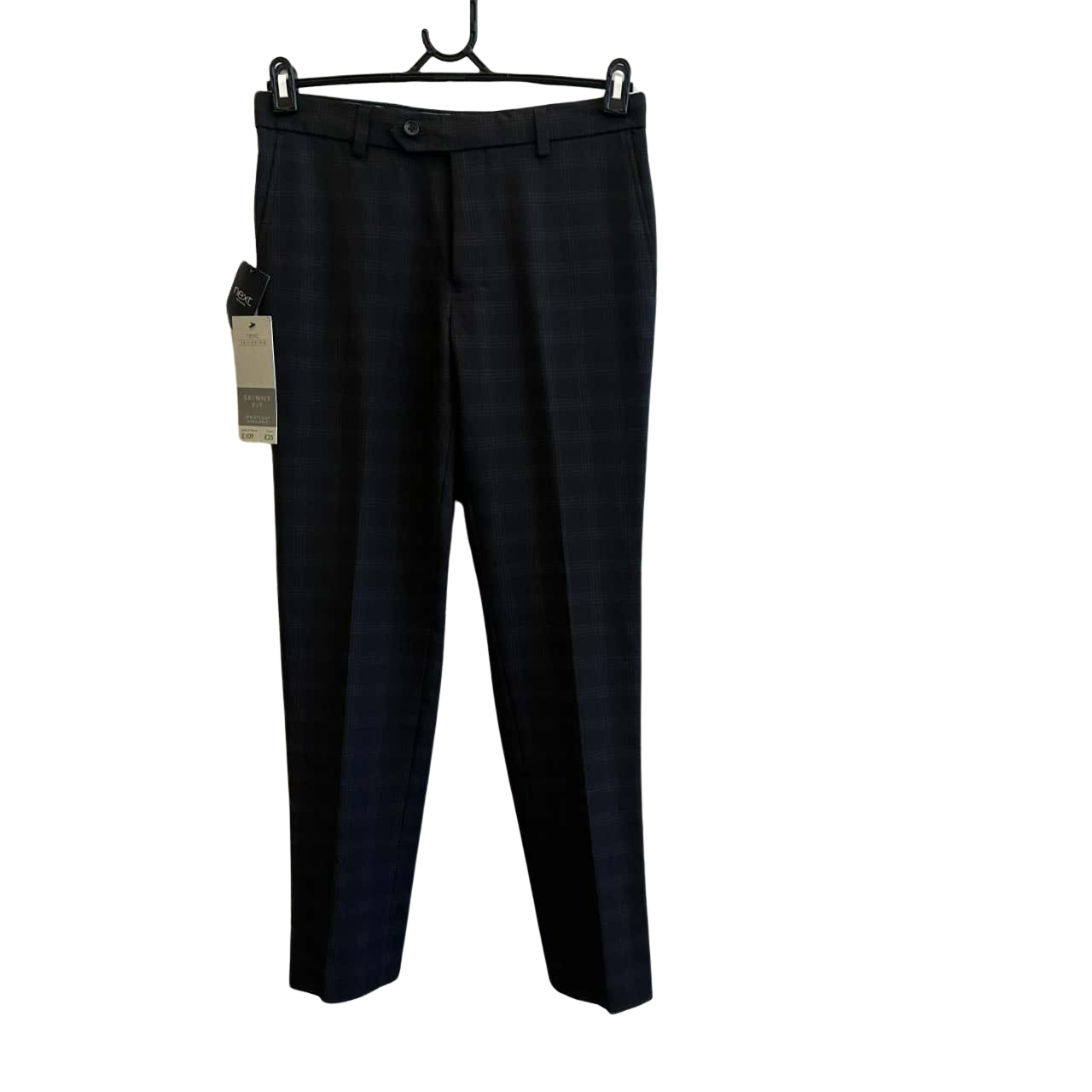 BNWT NEXT Tailoring Men's Size 30S Slim fit Dress Pant Black Check