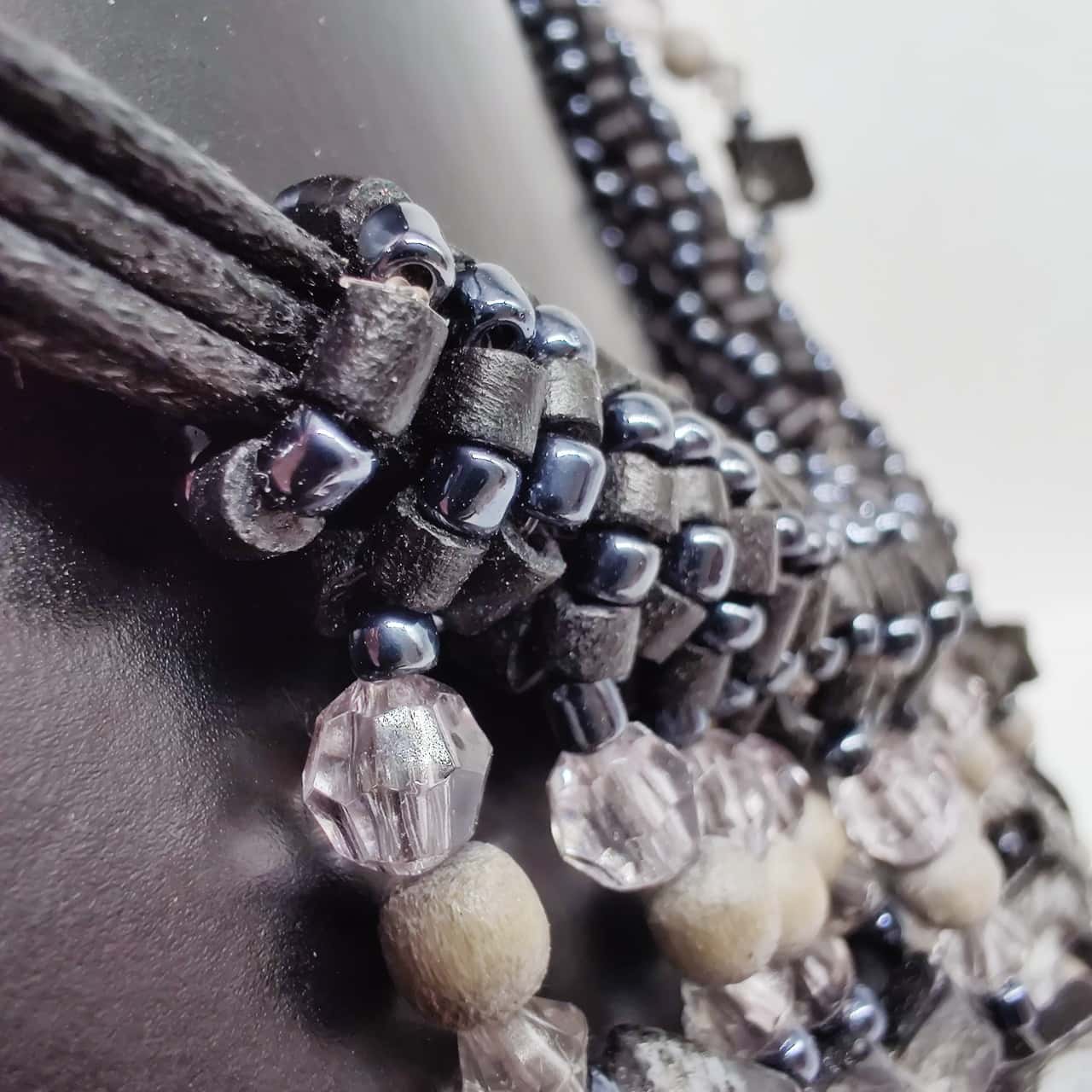 New Black Shell & Beaded Waterfall Necklace 50cm Length-1534625