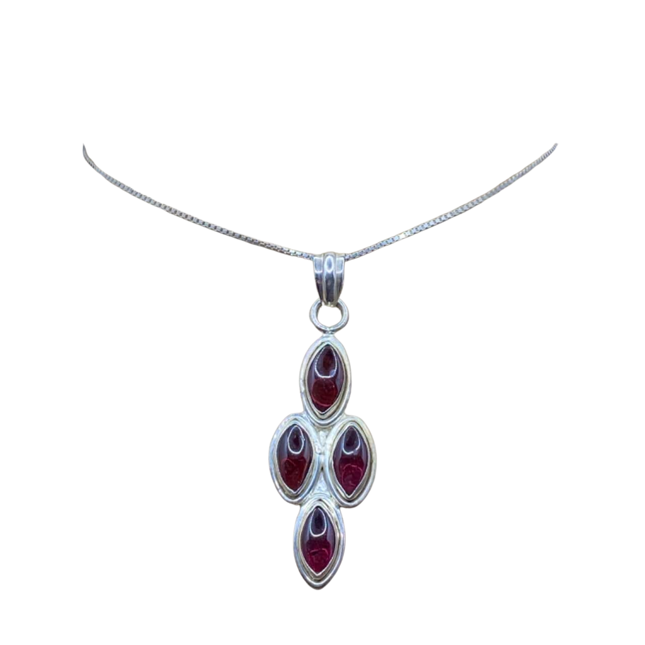 Womens Necklaces Semi Precious Red / Silver (s)