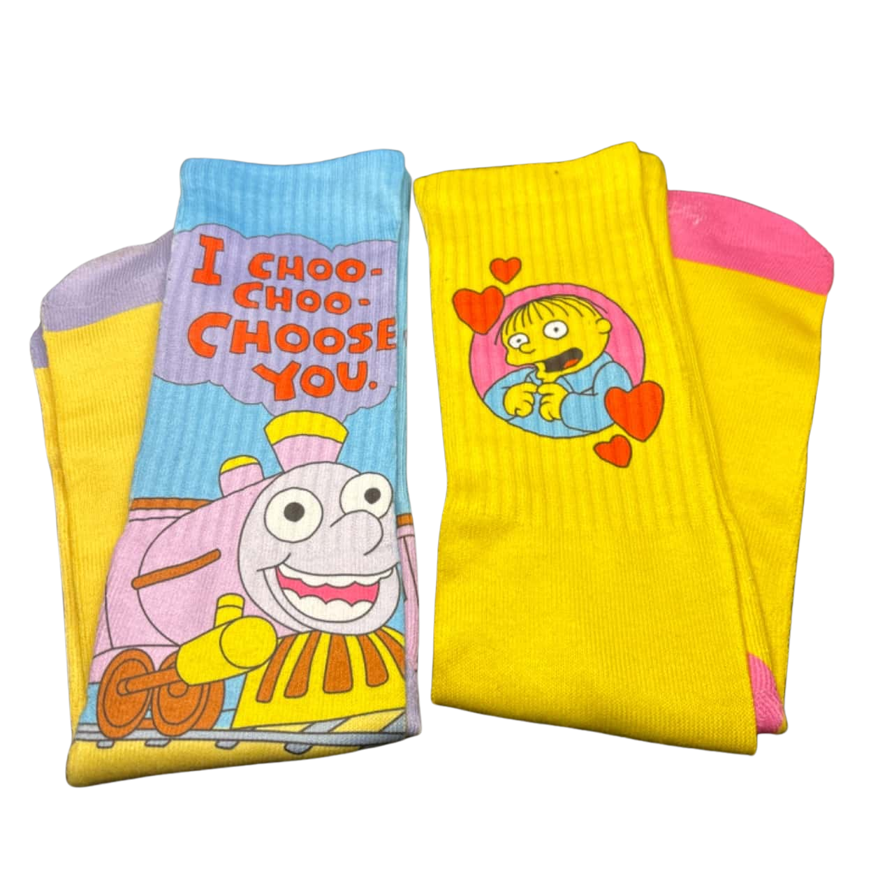 X2 pair of valentines day I chooose you Ralph wiggum long socks (s)