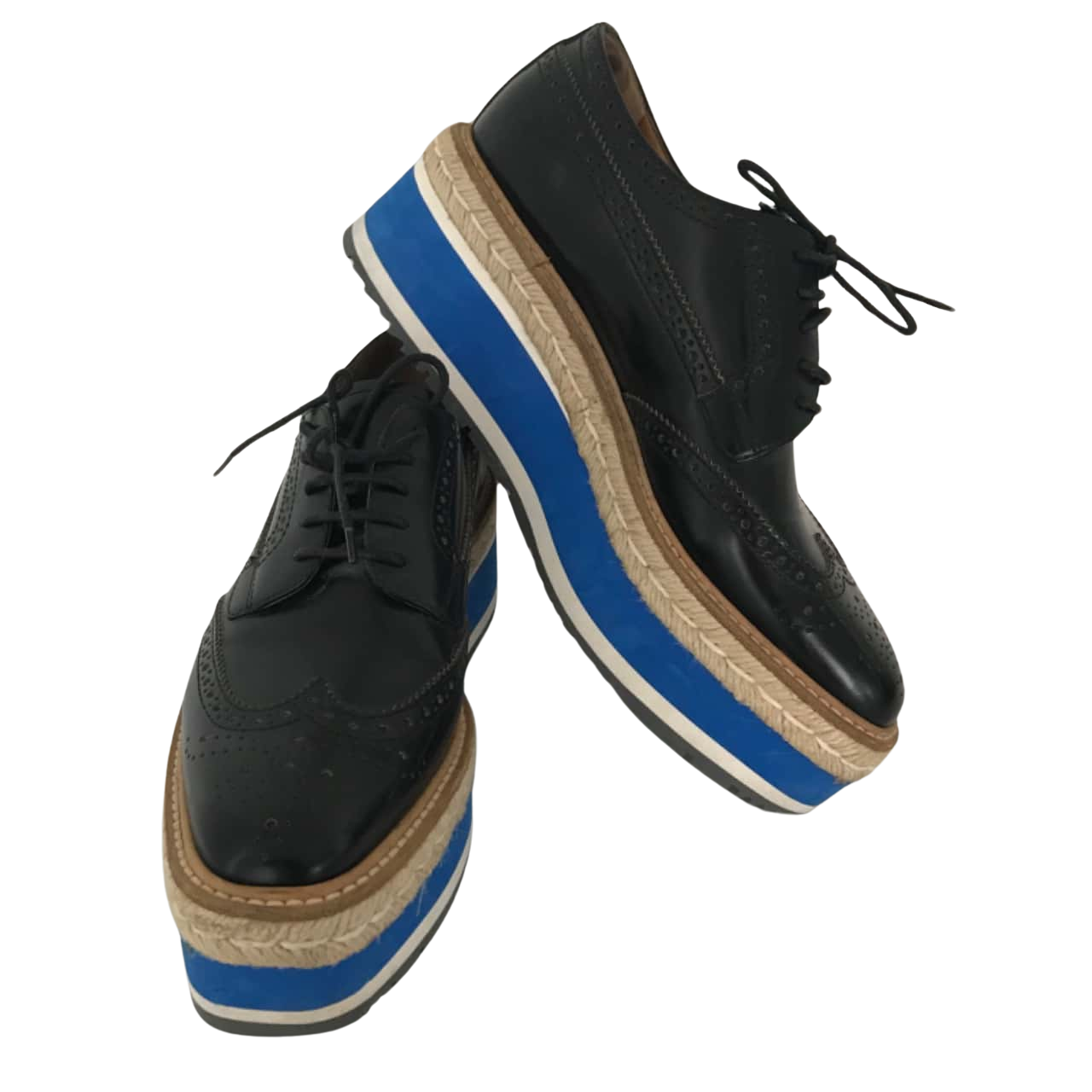 Womens Size 39 Black Vintage Look with Chunky Blue Soles Quirky (s)